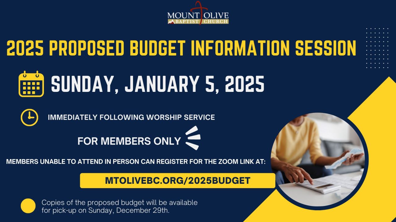 2025 Budget Information Session Registration Form - Mt. Olive Baptist ...